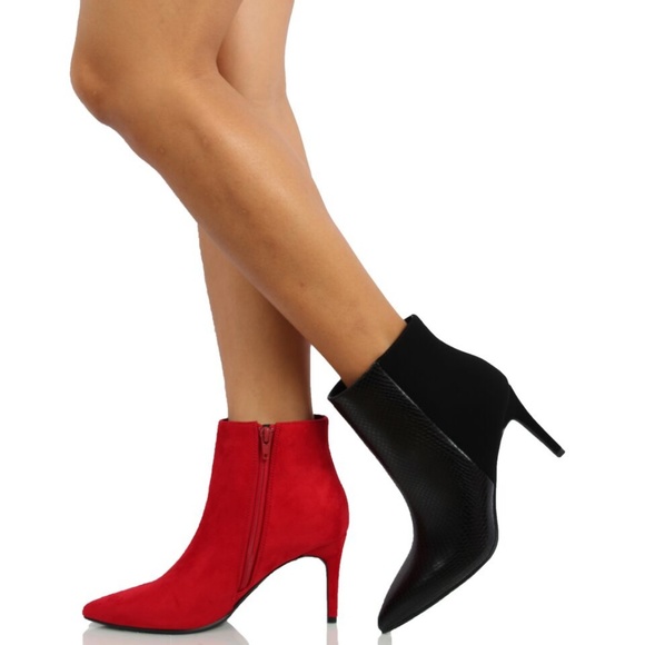 Shoes | Bright Red Pointy Toe 3 14 Ankle Booties | Poshmark
